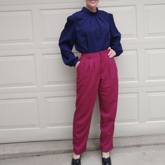 Vintage | Pants & Jumpsuits | Vintage Dark Berry Trousers Dress Pants M ...